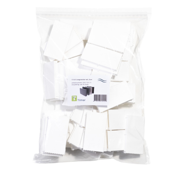 T110-5 voegrooster wit, 5cm hoog BAG (50 PCE) - Tilmar