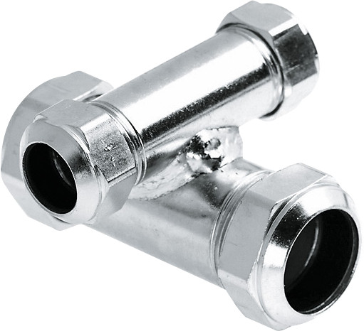 Bonfix galvanized steel compression fitting - Pass cross piece 120 - 4 x compression - 22mm x ...