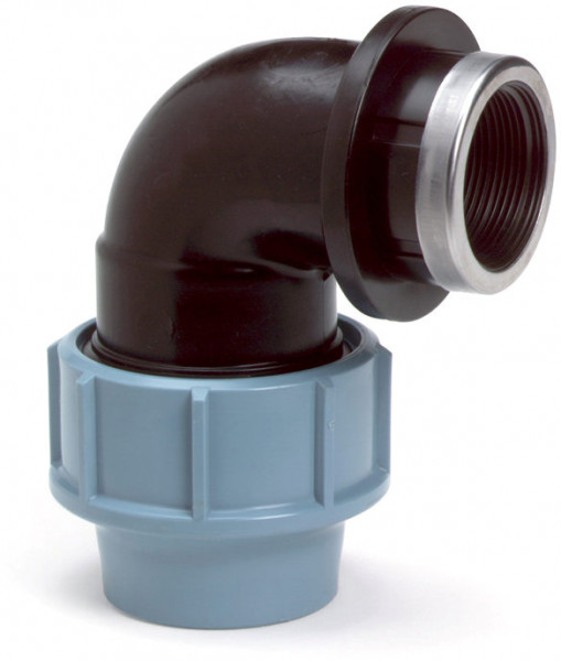 Screw elbow 90 degrees for PE/polyethylene - 63 mm x 2" female thread ...