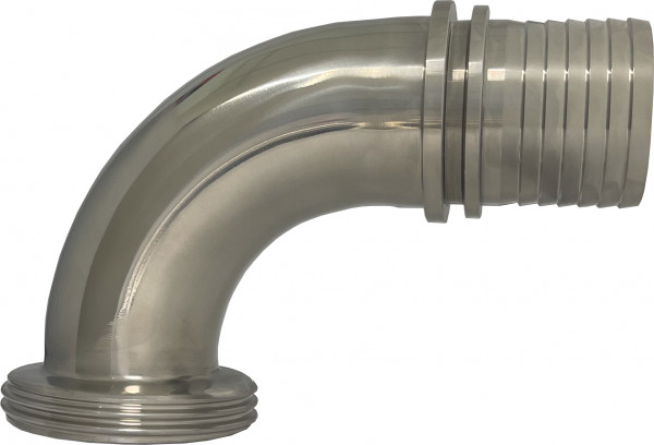 Milk Fitting - DIN 11851 - Elbow 90° - Male thread x hose tail - DN32 x ...