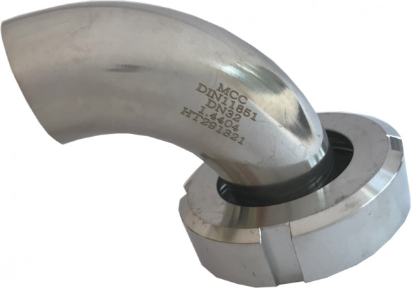 Dairy Fitting - DIN 11851 - Elbow 90° - Liner x Weld - DN50 - Stainless Steel 316 Online ...